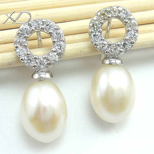 925银镀白金圆圈耳钉珠盘，规格：8mm，925银耳饰配件，珍珠耳坠，DIY耳饰