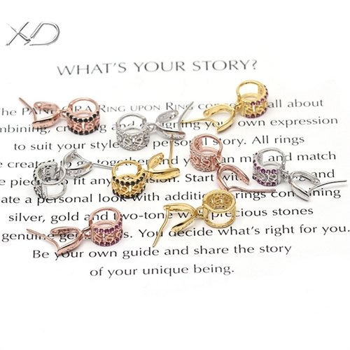 925银XD标志穿针吊坠扣，规格：15.5x4.8mm，孔径：5mm，s925银吊坠扣，吊坠扣 diy，925银 diy 吊坠扣